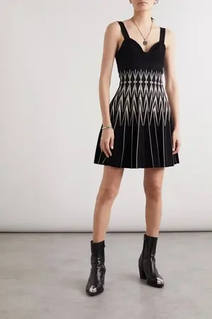 Alexander McQueen V-neck Pleated Mini Dress