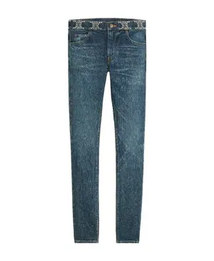 Celine Neo Skinny Jeans In Dark Union Wash Denim - Blue