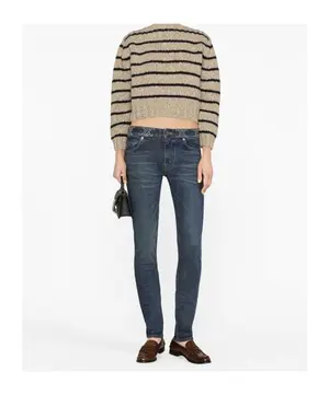 Celine Neo Skinny Jeans In Dark Union Wash Denim - Blue