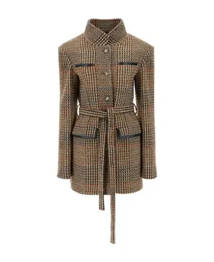 Stella McCartney Single-breasted Belted Plaid Coat