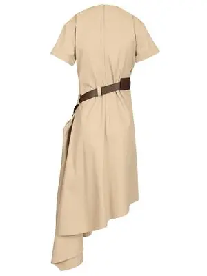 Loewe V-neck Asymmetrical Belted Dress - Light Brown