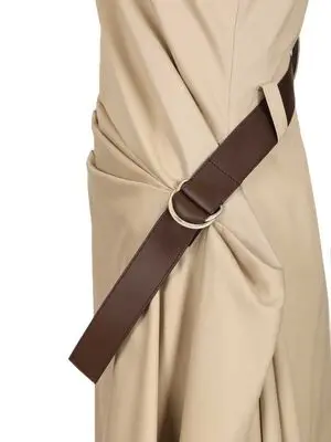 Loewe V-neck Asymmetrical Belted Dress - Light Brown