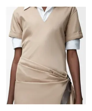 Loewe V-neck Asymmetrical Belted Dress - Light Brown
