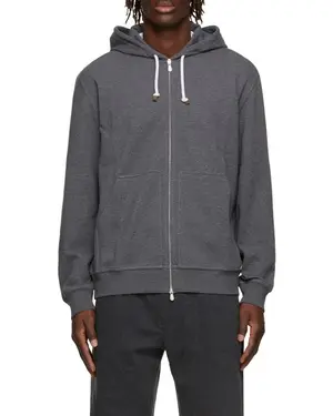 Brunello Cucinelli Zipped Hooded Sweatshirt - Grey