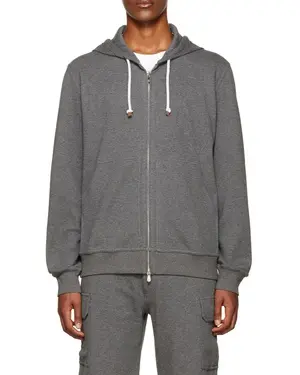 Brunello Cucinelli Zipped Hooded Sweatshirt - Grey