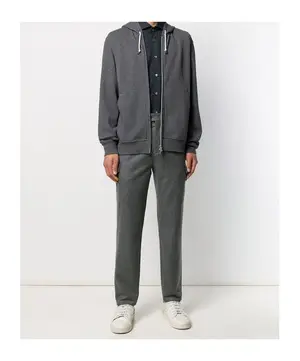 Brunello Cucinelli Zipped Hooded Sweatshirt - Grey