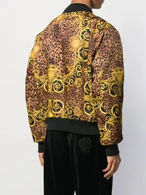 Versace Leopard Print Bomber Jacket - Brown