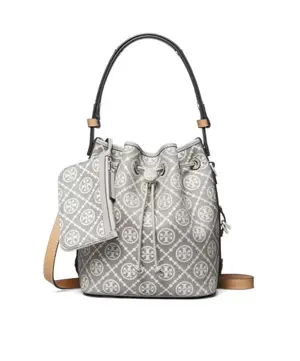 Tory Burch T Monogram Utility Bucket Bag - Grey