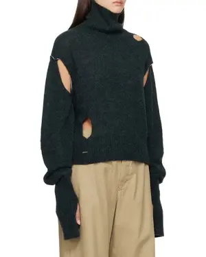 MAISON MARGIELA Distressed Cut-out High Neck Sweater