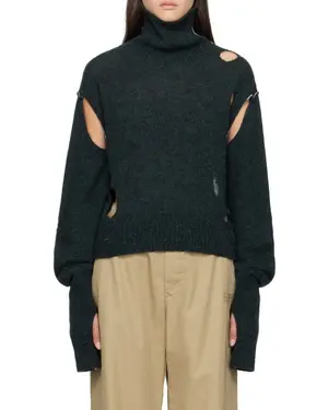 MAISON MARGIELA Distressed Cut-out High Neck Sweater