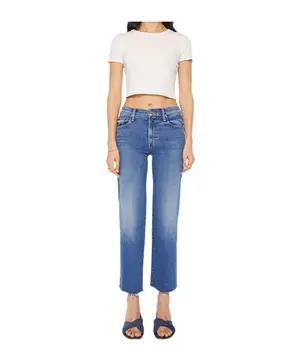 MOTHER The Mid Rise Rambler Zip Ankle Fray Jeans