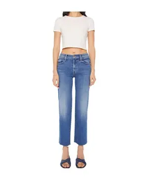 MOTHER The Mid Rise Rambler Zip Ankle Fray Jeans