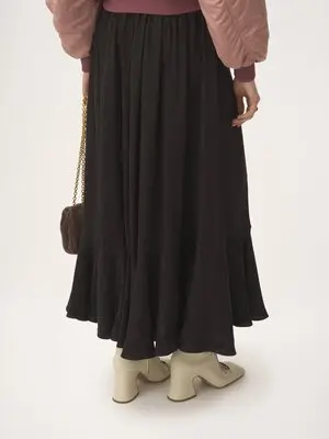 Chloé Rose Jacquard Gathered Midi Skirt