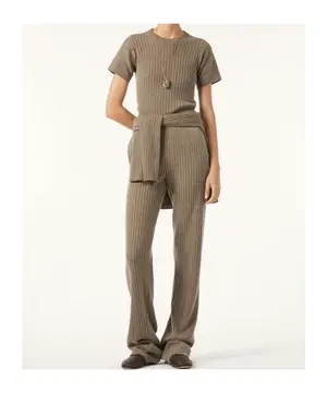 Loro Piana Ribbed Short Sleeve Sweater - Gray