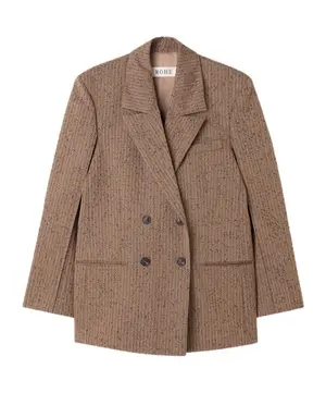 RÓHE Double Breasted Herringbone Blazer - Brown