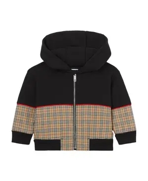 Burberry Panelled House Check Hooded Jacket - Black