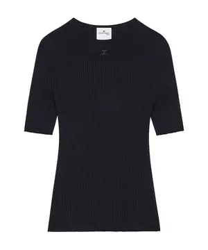 COURREGES Fine-ribbed Short Sleeve Jumper