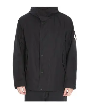 Stone Island Hooded Logo Patch Jacket - Black