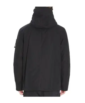 Stone Island Hooded Logo Patch Jacket - Black
