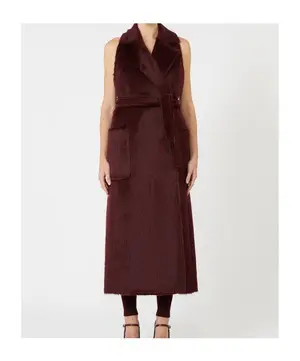 Max Mara Abbozzi Belted Coat - Cherry