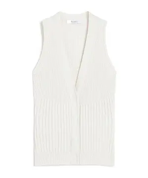 Max Mara Cotton Yarn And Viscose Crepe Gilet - Ivory