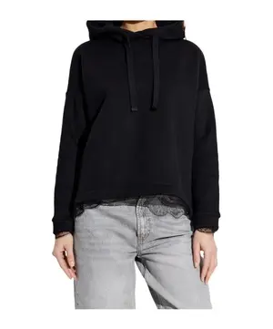 ALLSAINTS Nia Lace Trim Hooded Sweater - Black