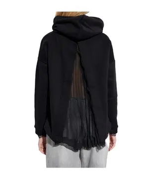 ALLSAINTS Nia Lace Trim Hooded Sweater - Black