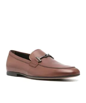 TOD'S T Ring Leather Loafers - Brown
