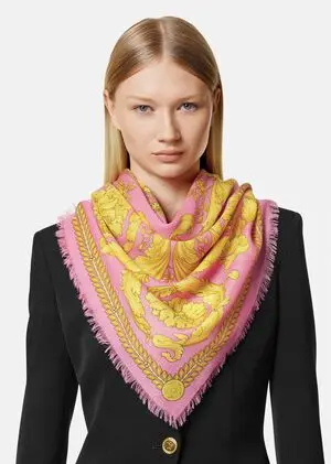 Versace Barocco-print Frayed Scarf