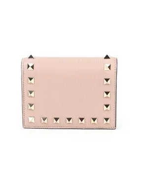Valentino Garavani Rockstud Foldover Top Wallet - Brown