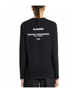 JIL SANDER Universal Awareness" Logo Print Long Sleeve T-shirt - Black