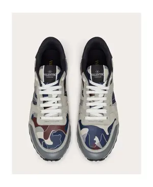 Valentino Garavani Rockrunner Camouflage Lace-up Sneakers - Gray