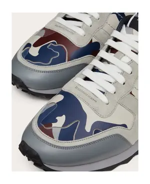 Valentino Garavani Rockrunner Camouflage Lace-up Sneakers - Gray