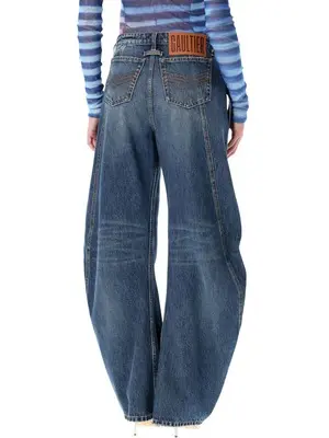 JEAN PAUL GAULTIER Low-rise Denim Trousers With Lace-up Detail - Blue