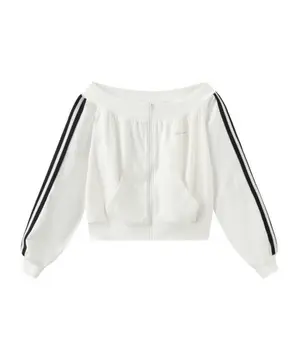 Marissa Chiara Long Sleeve Zip-up Sweatshirt - White