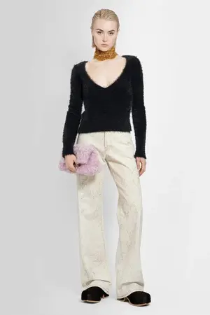 Dries Van Noten Fluffy V-neck Long-sleeve Sweater