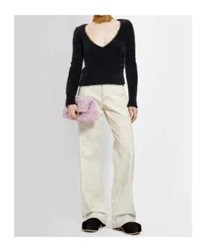 Dries Van Noten Fluffy V-neck Long-sleeve Sweater