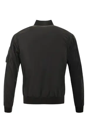 C.P. COMPANY Ribbed Knit Collar Bomber Jacket - Black
