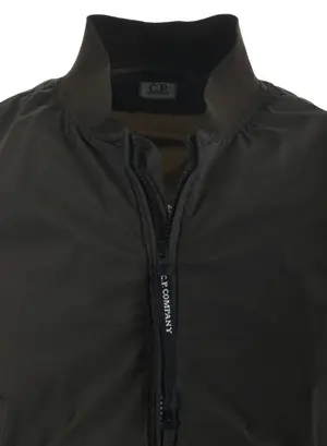 C.P. COMPANY Ribbed Knit Collar Bomber Jacket - Black