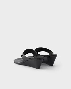 Prada Wedge Thong Sandals - Black