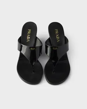 Prada Wedge Thong Sandals - Black