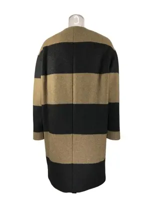 Max Mara Striped Round Neck Coat - Black