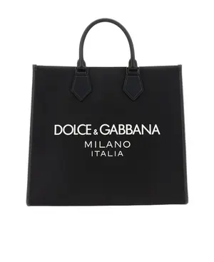Dolce & Gabbana Logo Rubberized Shopper Bag - Black