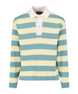 Gucci Striped Knitted Polo Shirt - Nude