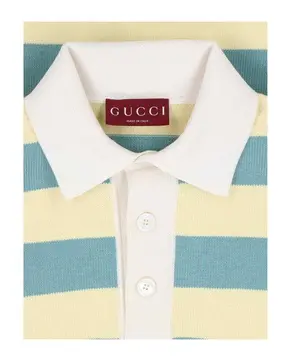 Gucci Striped Knitted Polo Shirt - Nude
