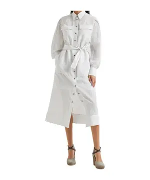 Brunello Cucinelli Striped Shirt Midi Dress