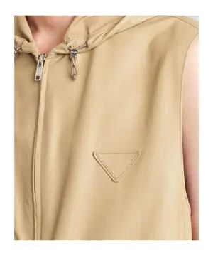Prada Leather Vest With Hood - Khaki