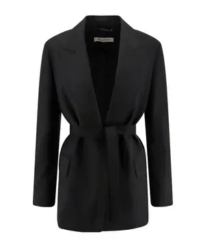 Max Mara Talento Long-sleeved Jacket With Tie Detail - Black