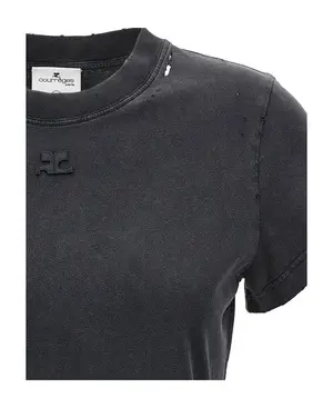 COURREGES Courrèges Distressed Crewneck T-shirt