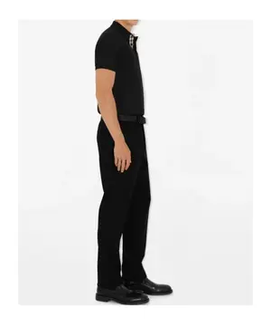 Burberry Logo Embroidered Short Sleeved Polo Shirt - Black